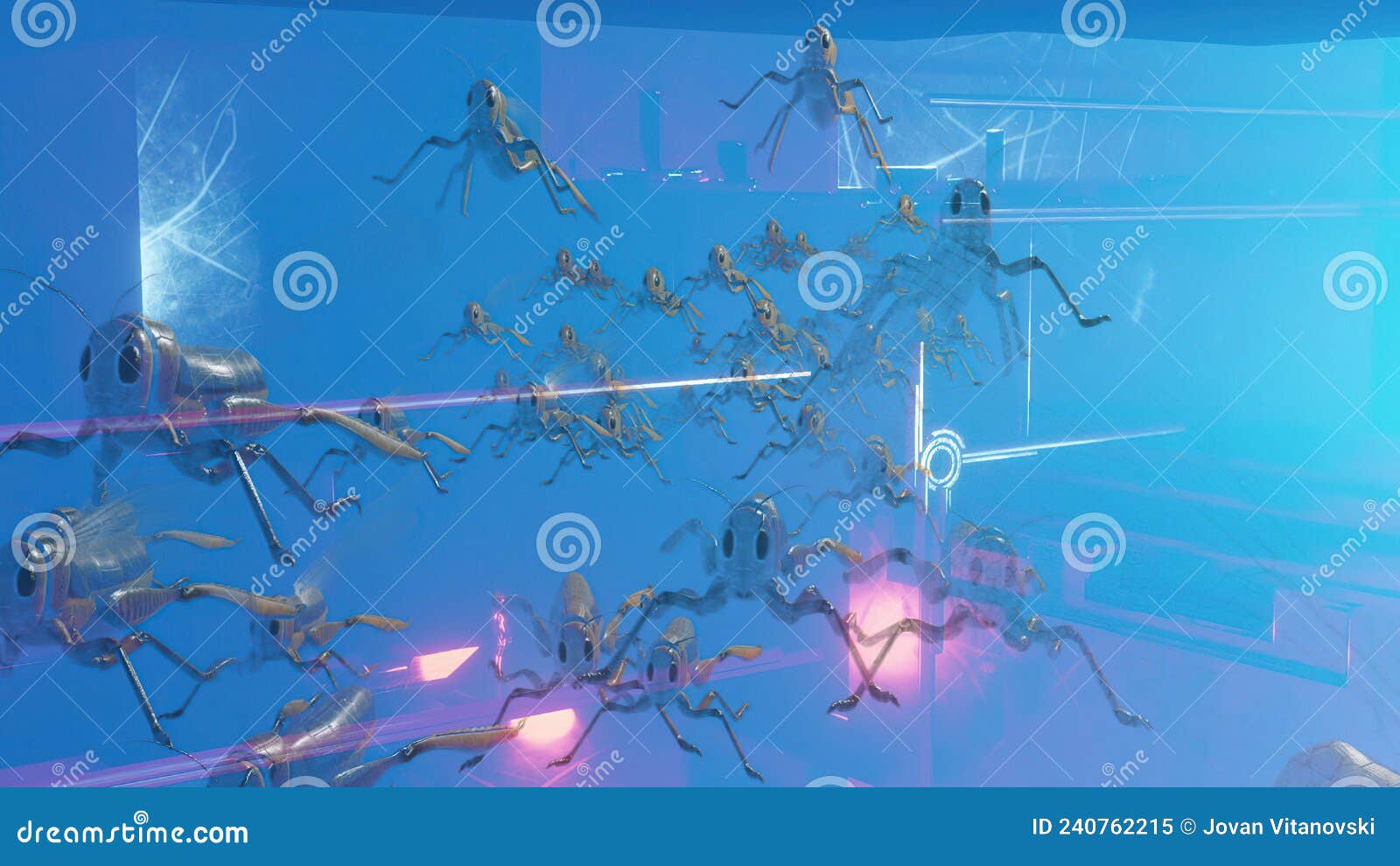 Swarm of Locusts in Science Fiction Stock Illustration - Illustration ...