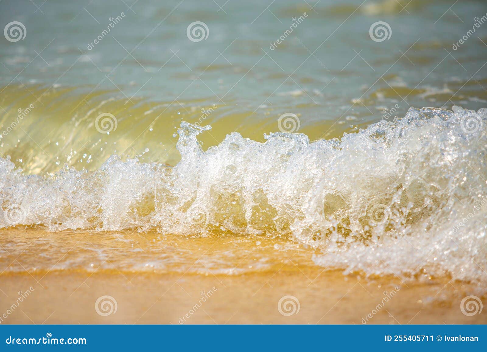 Swash of the Rolling Wave on the White Sand Beach Stock Image - Image ...