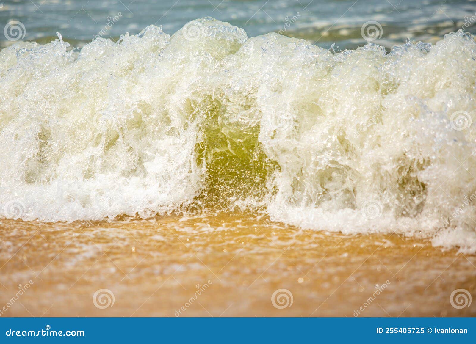 Swash of the Rolling Wave on the White Sand Beach Stock Image - Image ...