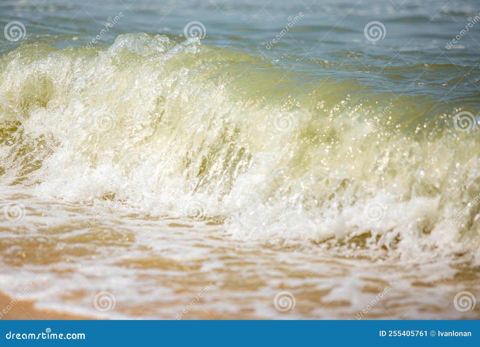 Swash of the Rolling Wave on the White Sand Beach Stock Image - Image ...