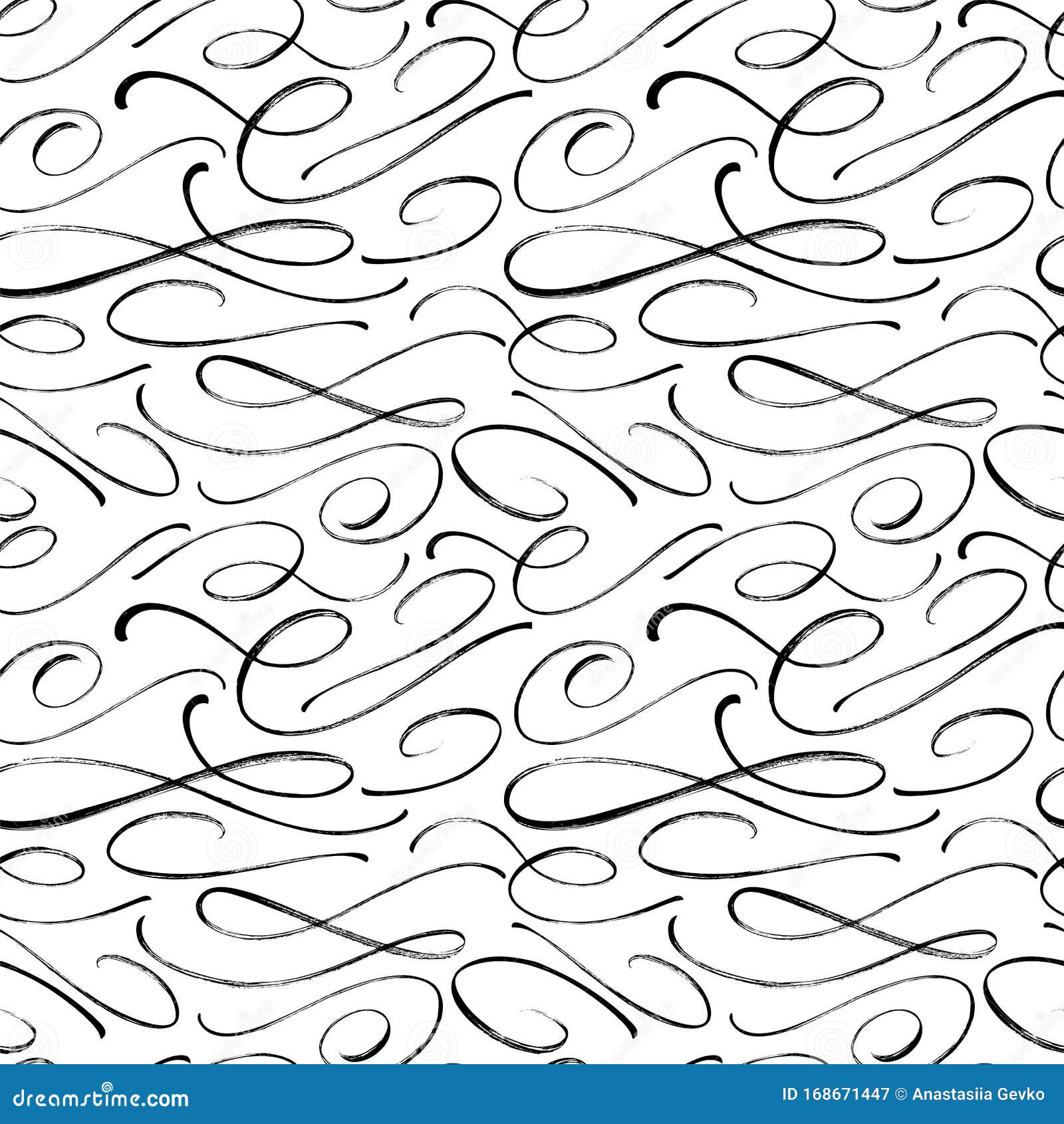 Swash Vector Seamless Pattern. Stock Vector - Illustration of drawn ...