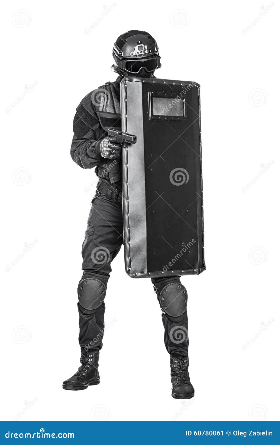 SWAT Officer with Ballistic Shield Stock Image - Image of armor ...