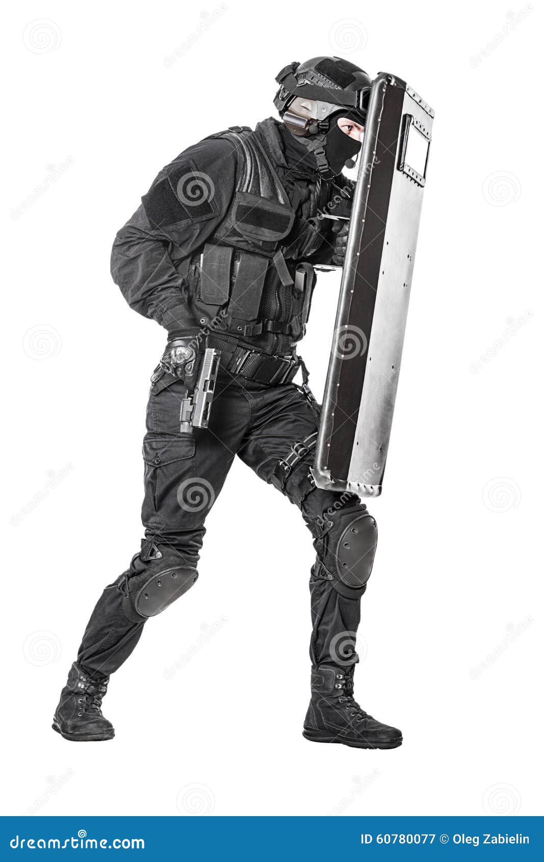 SWAT Officer with Ballistic Shield Stock Image - Image of defense ...