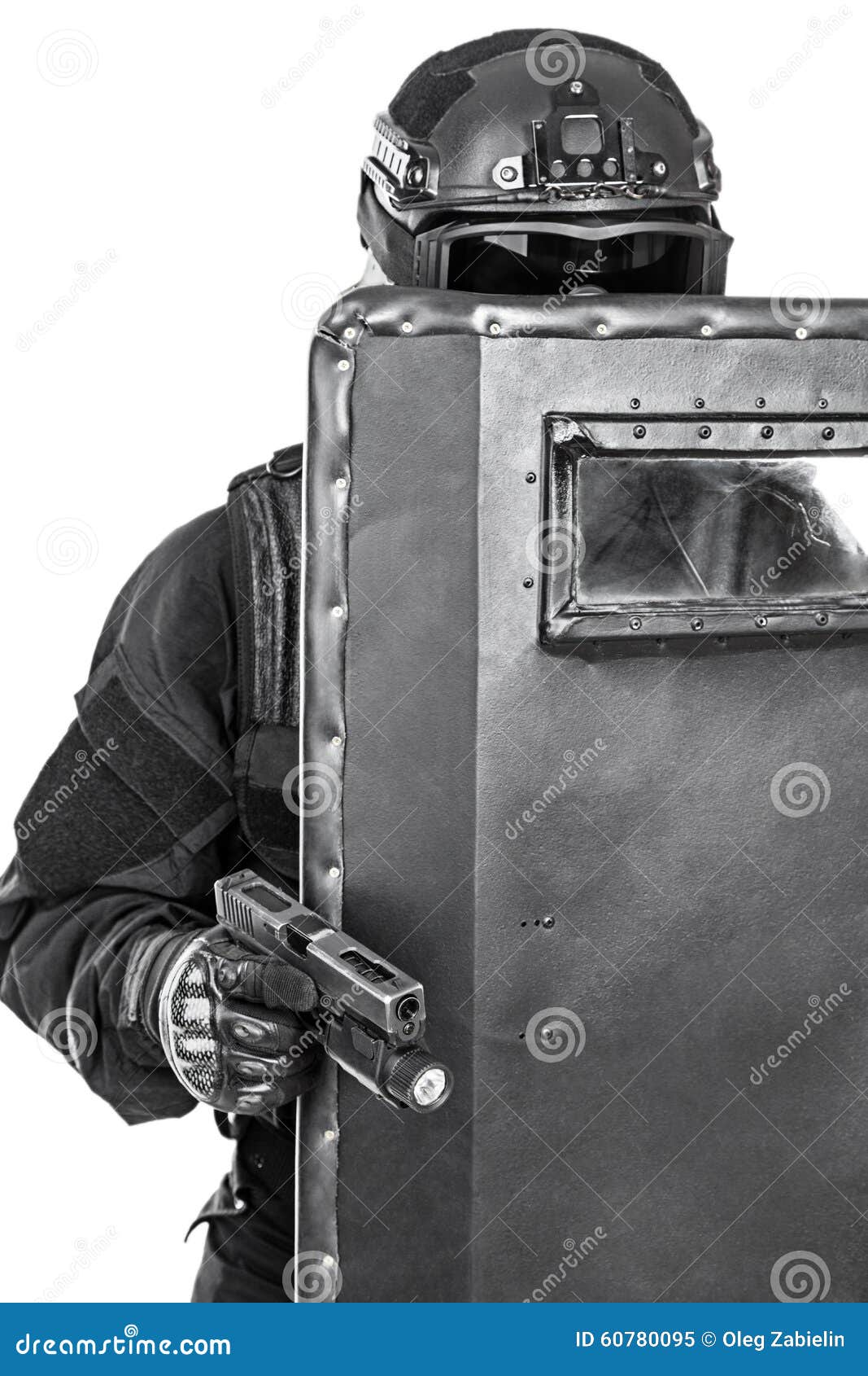 SWAT Officer with Ballistic Shield Stock Image - Image of pistol ...