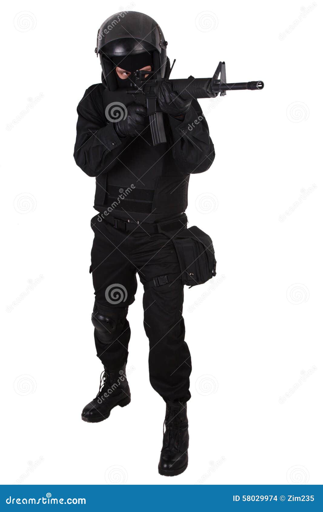 SWAT Officer in Black Uniform Stock Photo - Image of equipment ...