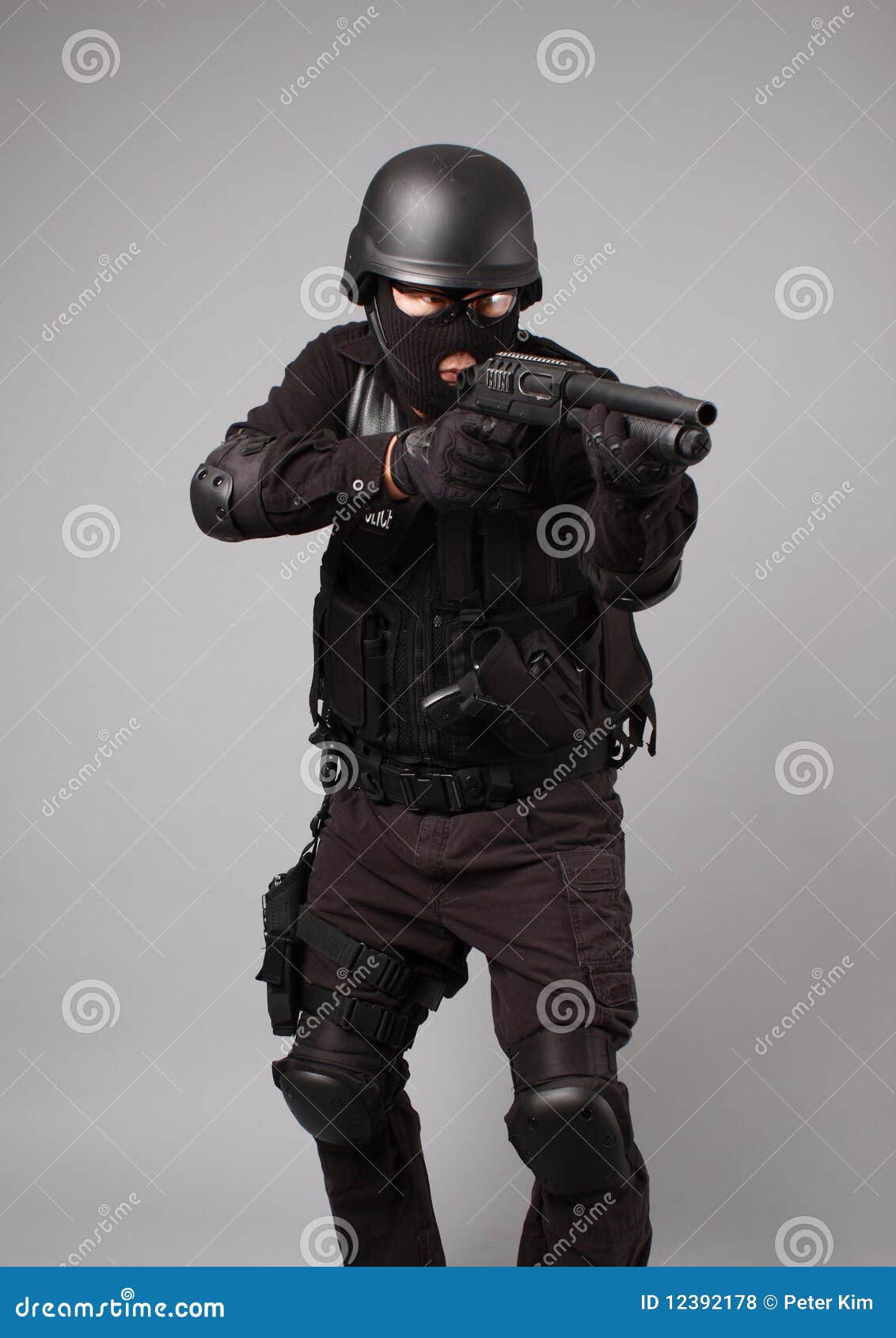 SWAT police officer stock photo. Image of holster, soldier - 12392178