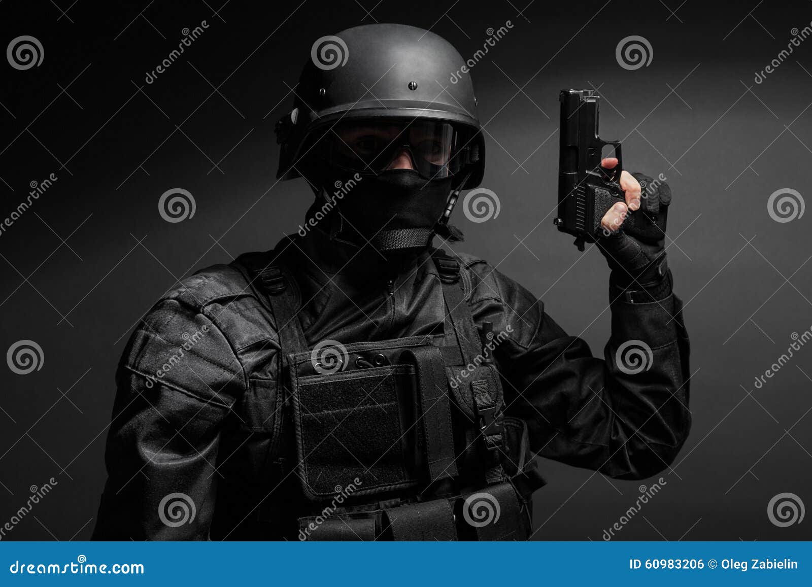 SWAT Police Officer with Pistol Stock Photo - Image of assault, swat ...