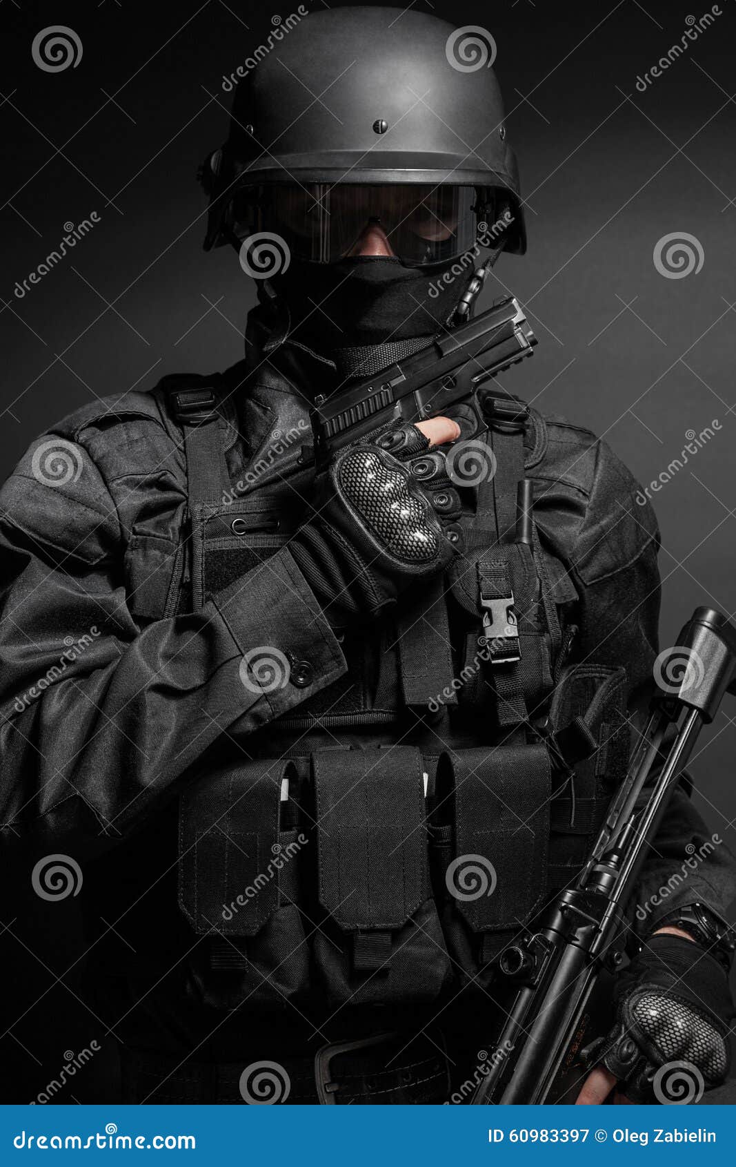SWAT Police Officer with Pistol Stock Image - Image of force, counter ...