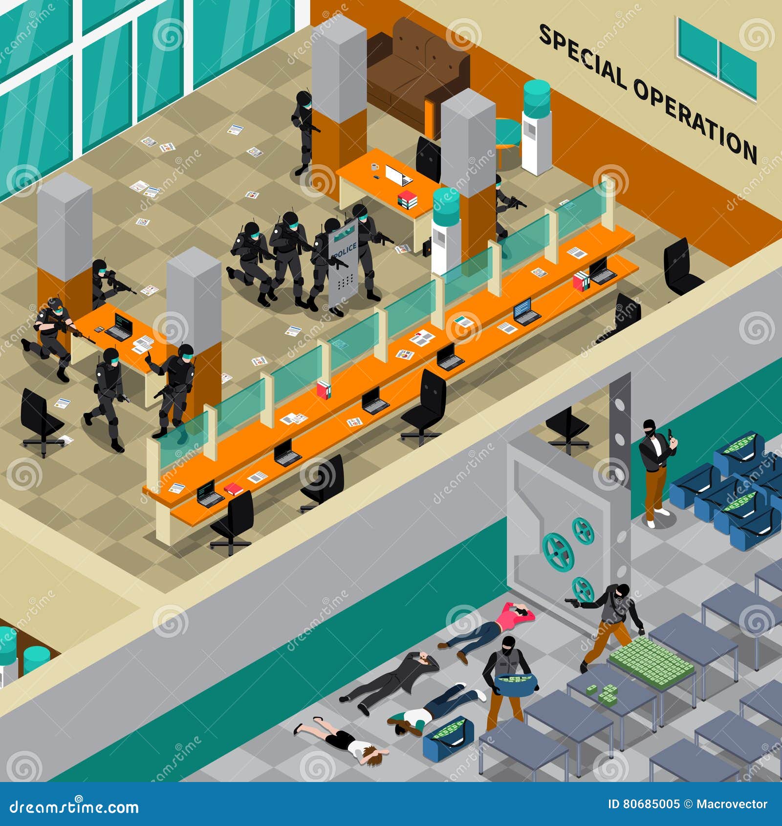 Swat Special Forces Isometric Composition Poster Stock Vector ...