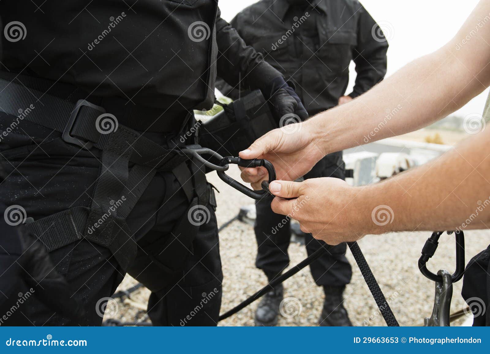 SWAT Team with Climbing Equipment Stock Image - Image of cropped ...