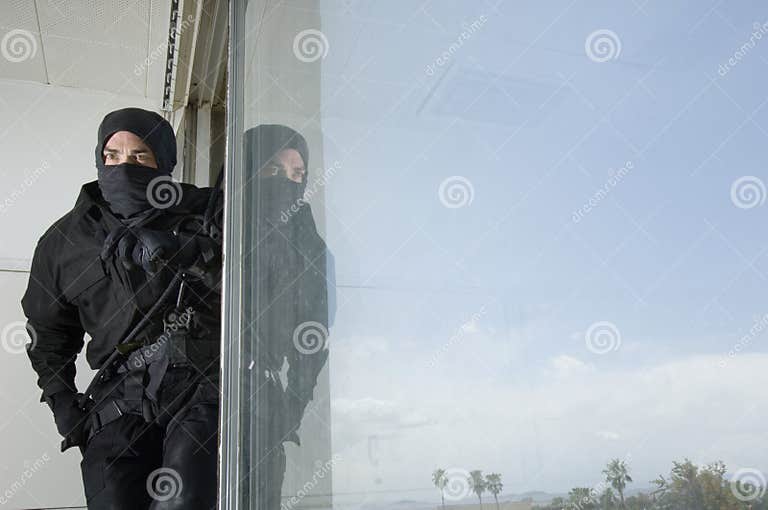 SWAT Team Officer in Window Stock Photo - Image of male, flat: 29663658