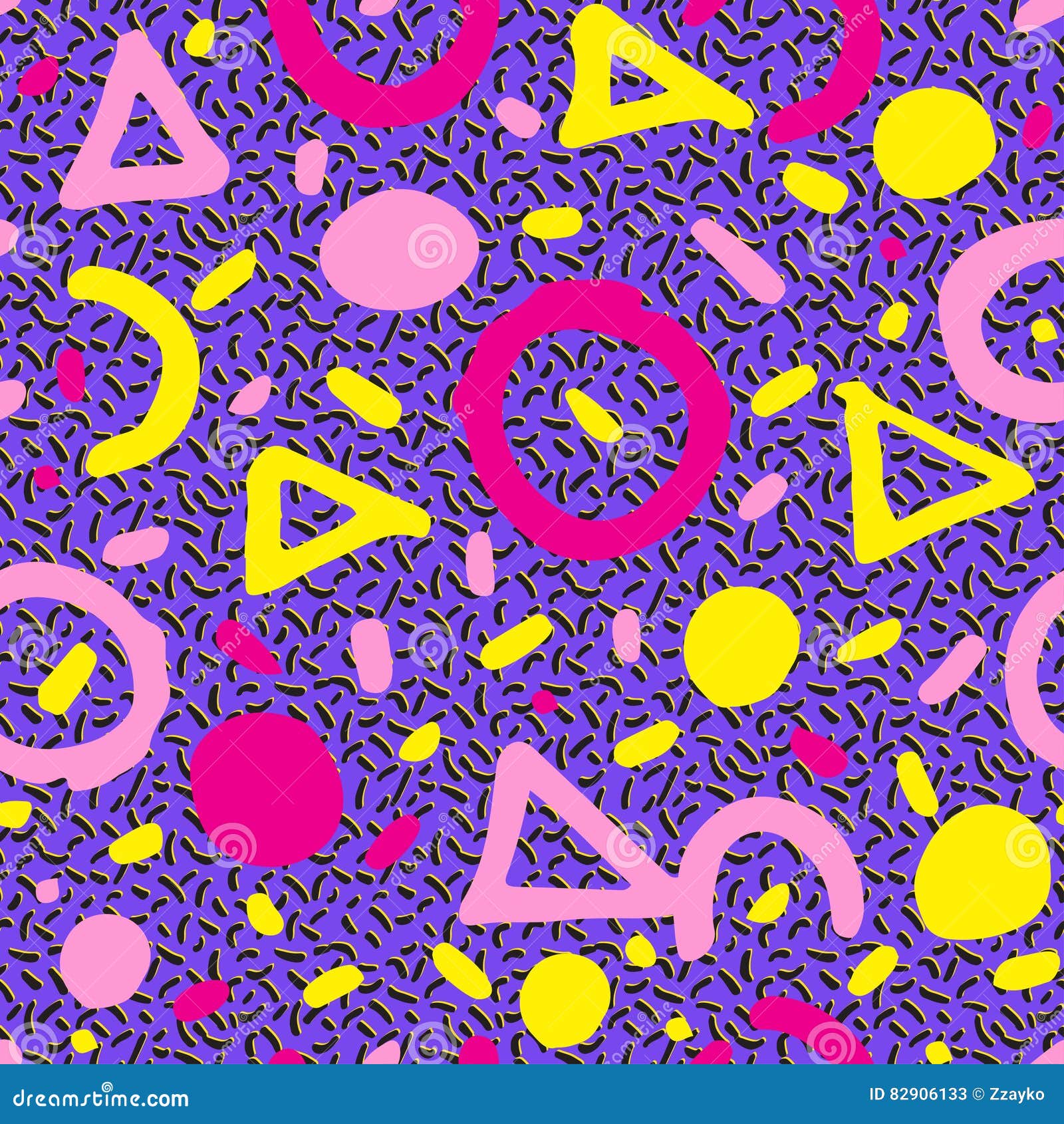 Swatches of Memphis Style Patterns, Seamless Background. Design 80-90s ...