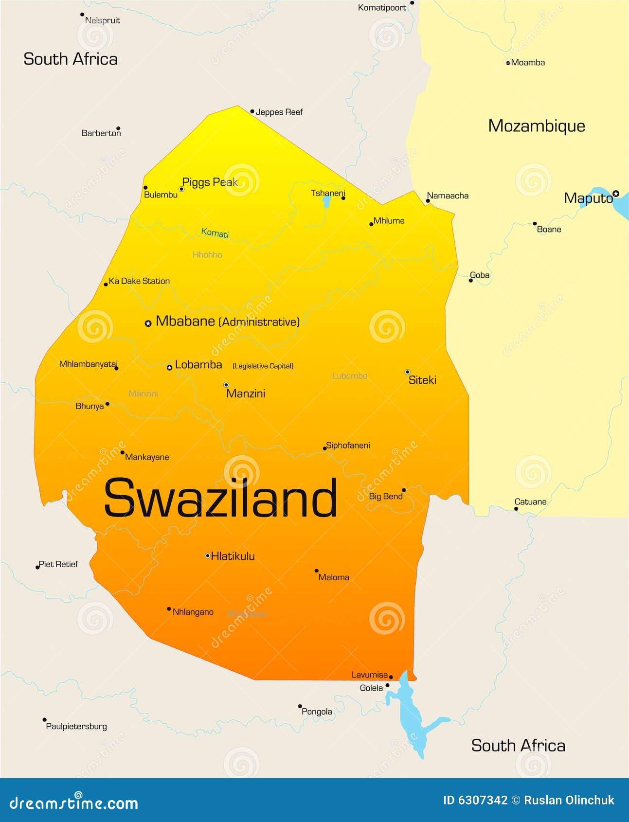 Swaziland Map Vector Illustration | CartoonDealer.com #22231886
