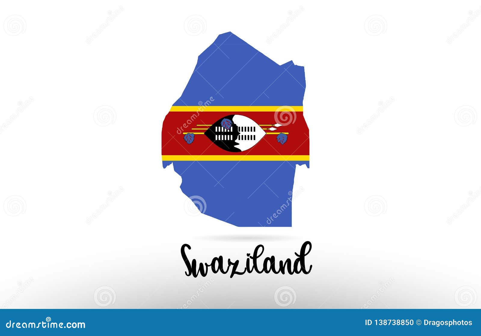 Swaziland Country Flag Inside Map Contour Design Icon Logo Stock Vector