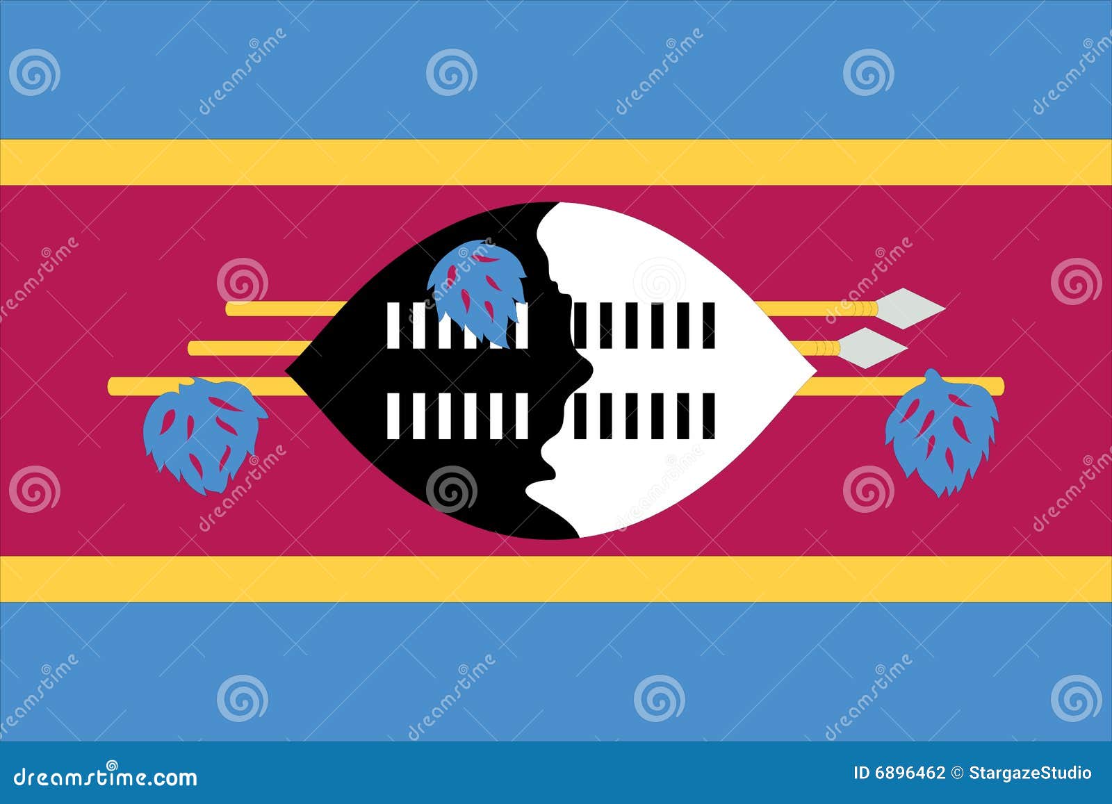 Swaziland flag stock vector. Illustration of icon, shield - 6896462