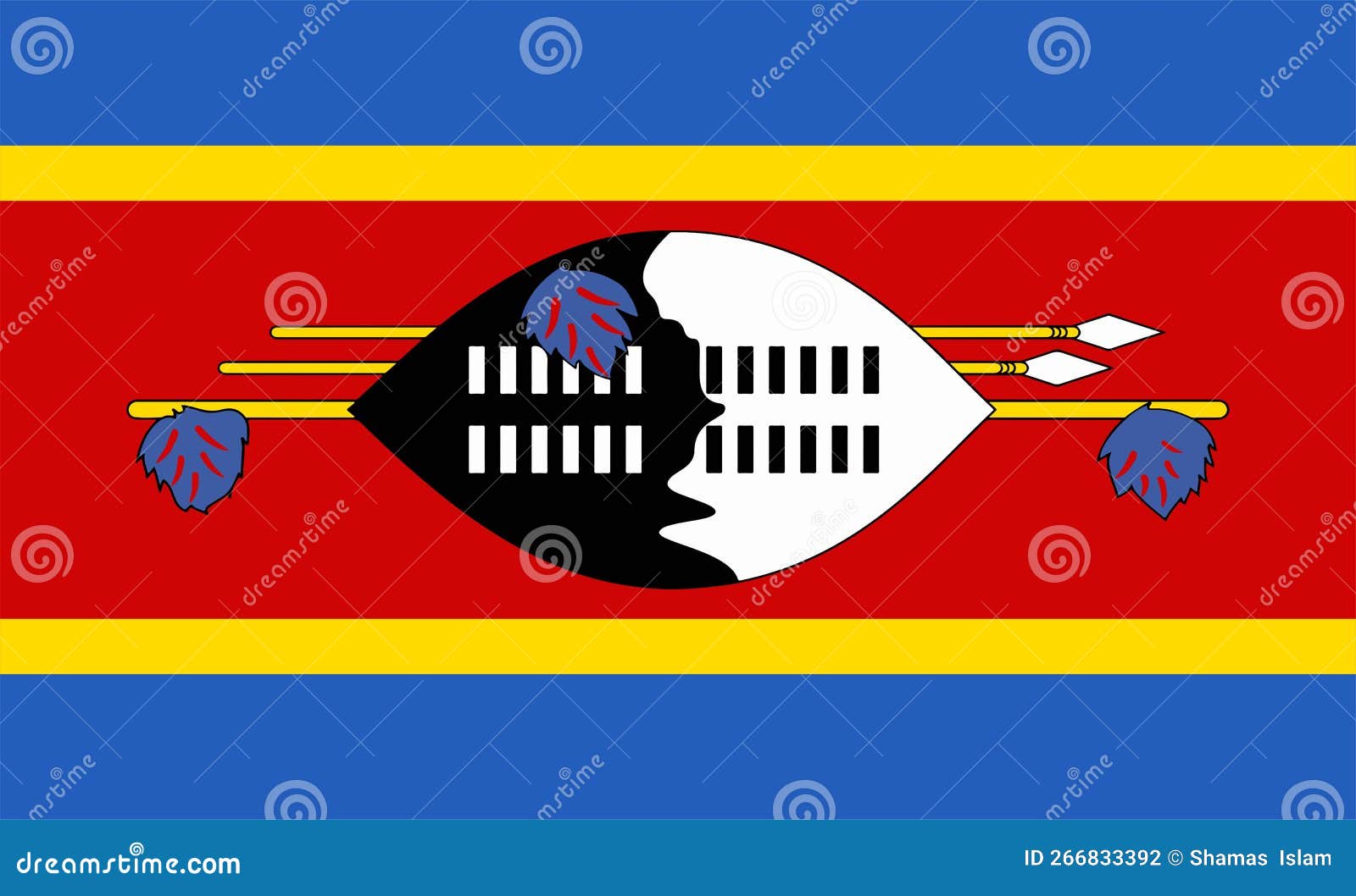 Swaziland Flag Design Vector Stock Vector - Illustration of asia, world ...