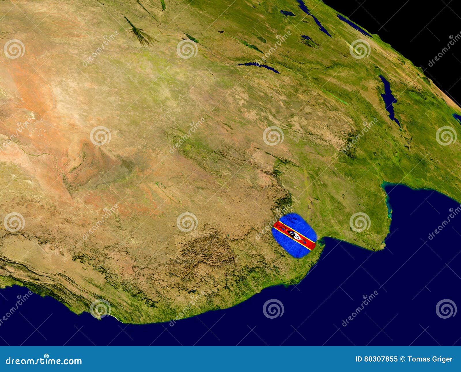 Swaziland with Flag on Earth Stock Illustration - Illustration of ...