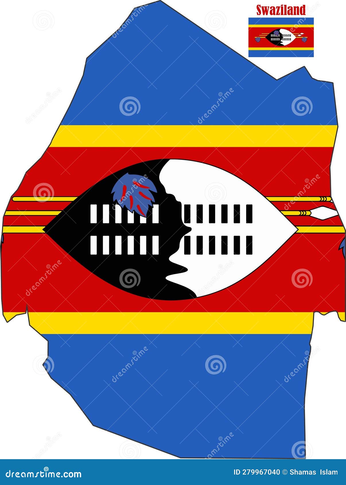 Swaziland Map and Flag Illustration Vector Stock Vector - Illustration ...