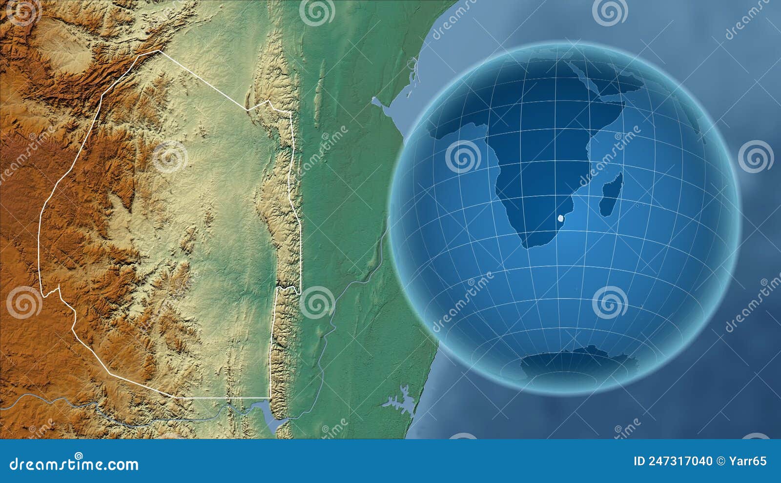 Swaziland and Globe. Relief Stock Footage - Video of swaziland, rivers ...