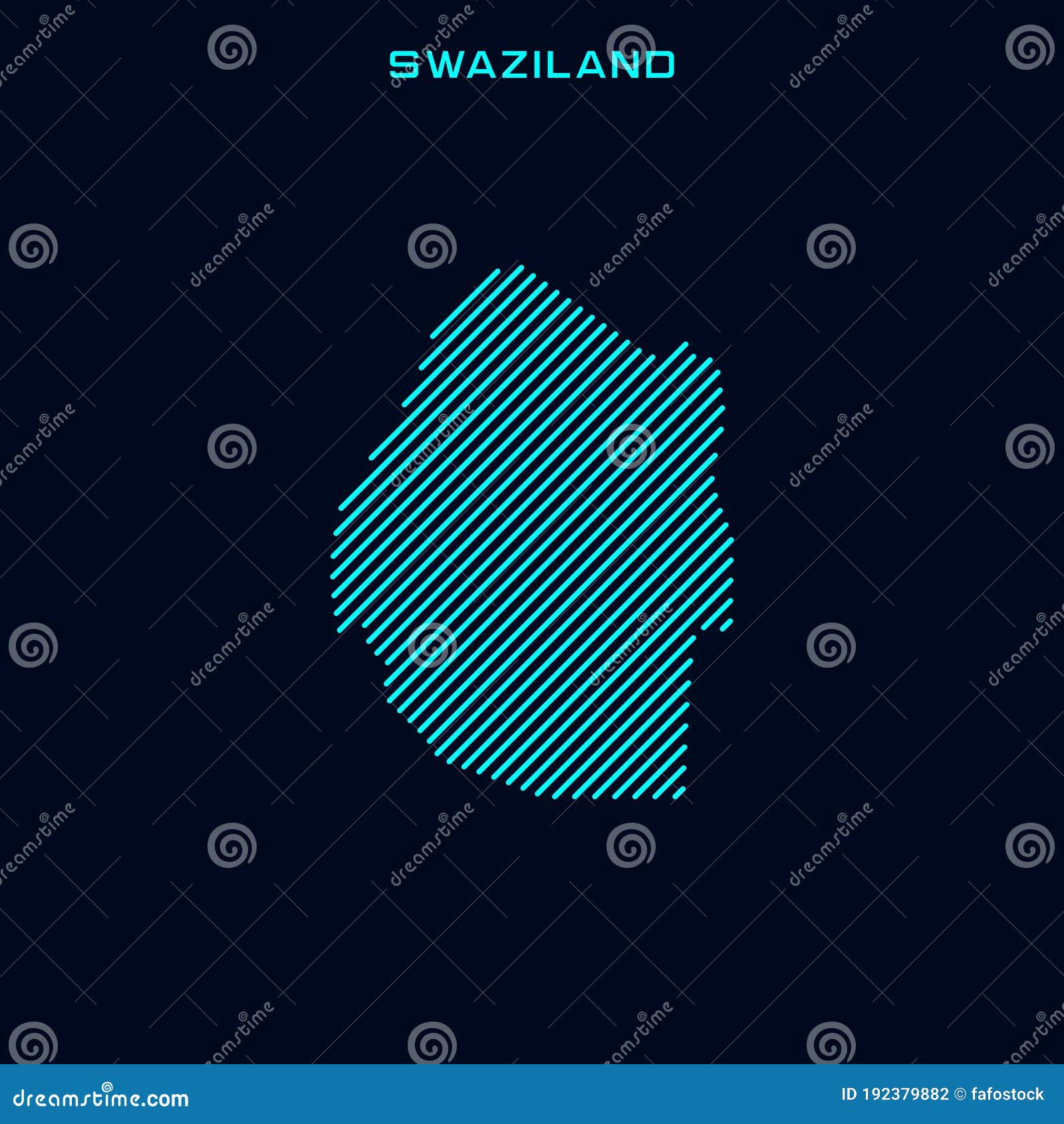 Swaziland Striped Map Vector Design Template With Blue Background