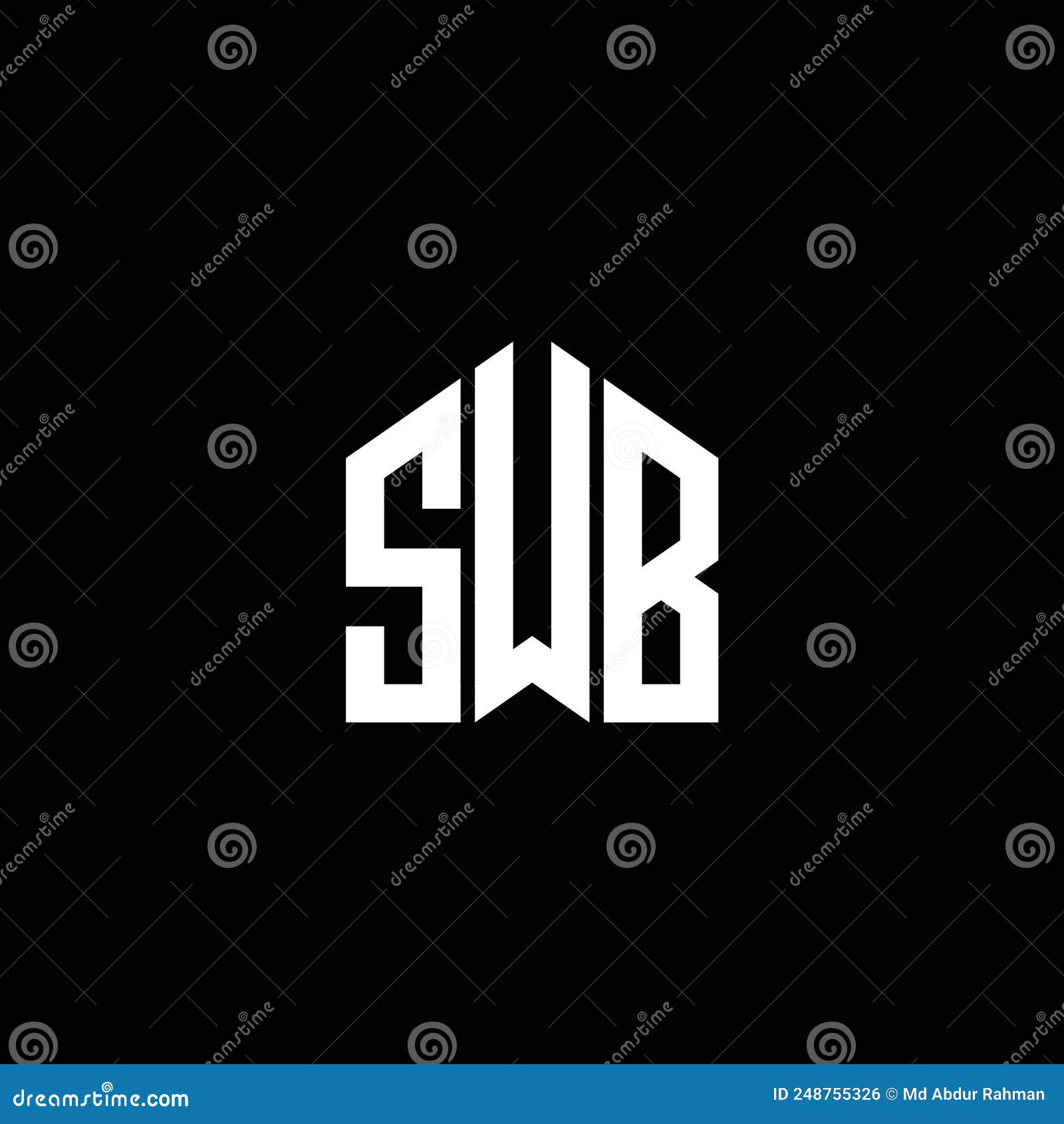 SWB Letter Logo Design On BLACK Background. SWB Creative Initials ...