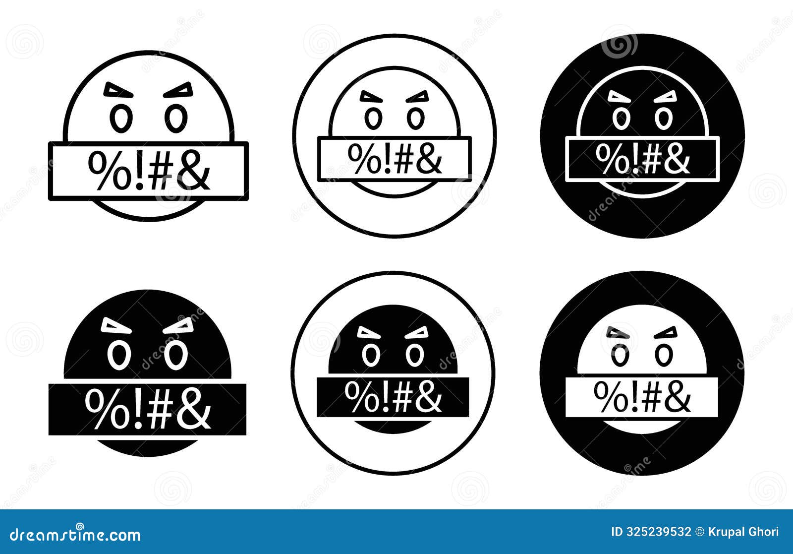 Swear Face Expression Emoji Vector Icon Symbol Isolated On White ...