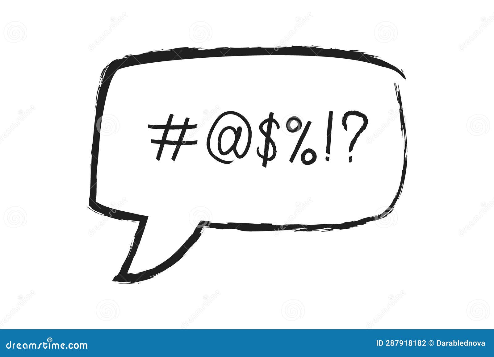 Swear Speech Bubble in Aggressive Naive Doodle Sketch Style. Hate ...