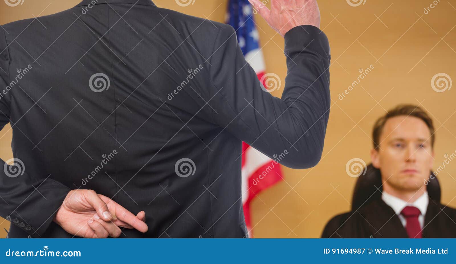 Swearing in the Judge, with the Fingers Crossed. Stock Image - Image of ...