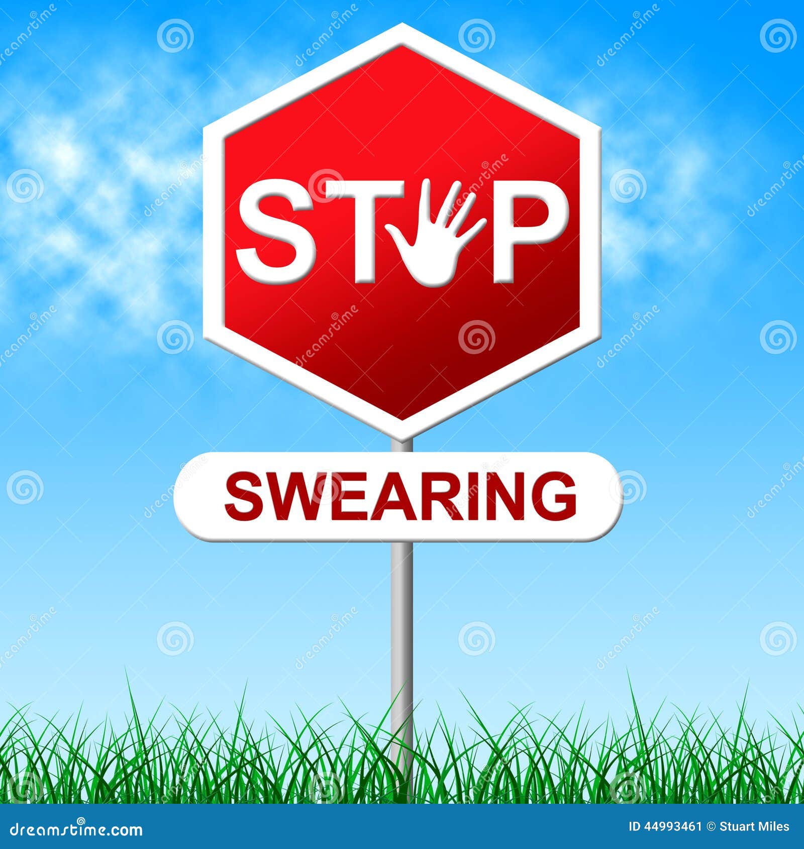 Swearing Stop Shows Warning Sign and Danger Stock Illustration ...