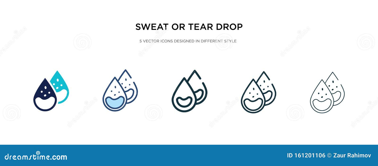 Sweat or Tear Drop Icon in Different Style Vector Illustration. Two ...