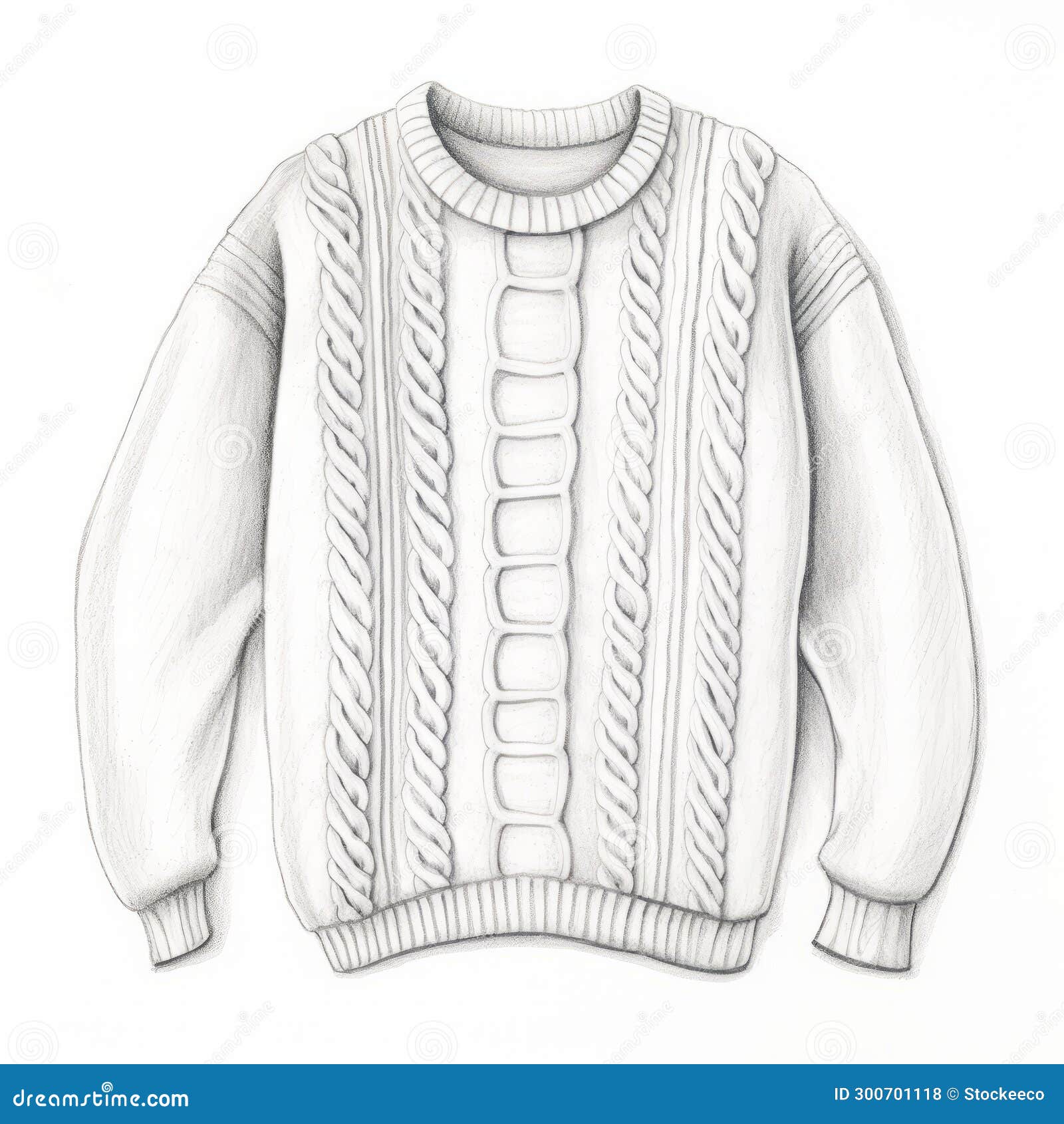 Detailed Shading Illustration of White Cable Sweater Stock Illustration ...