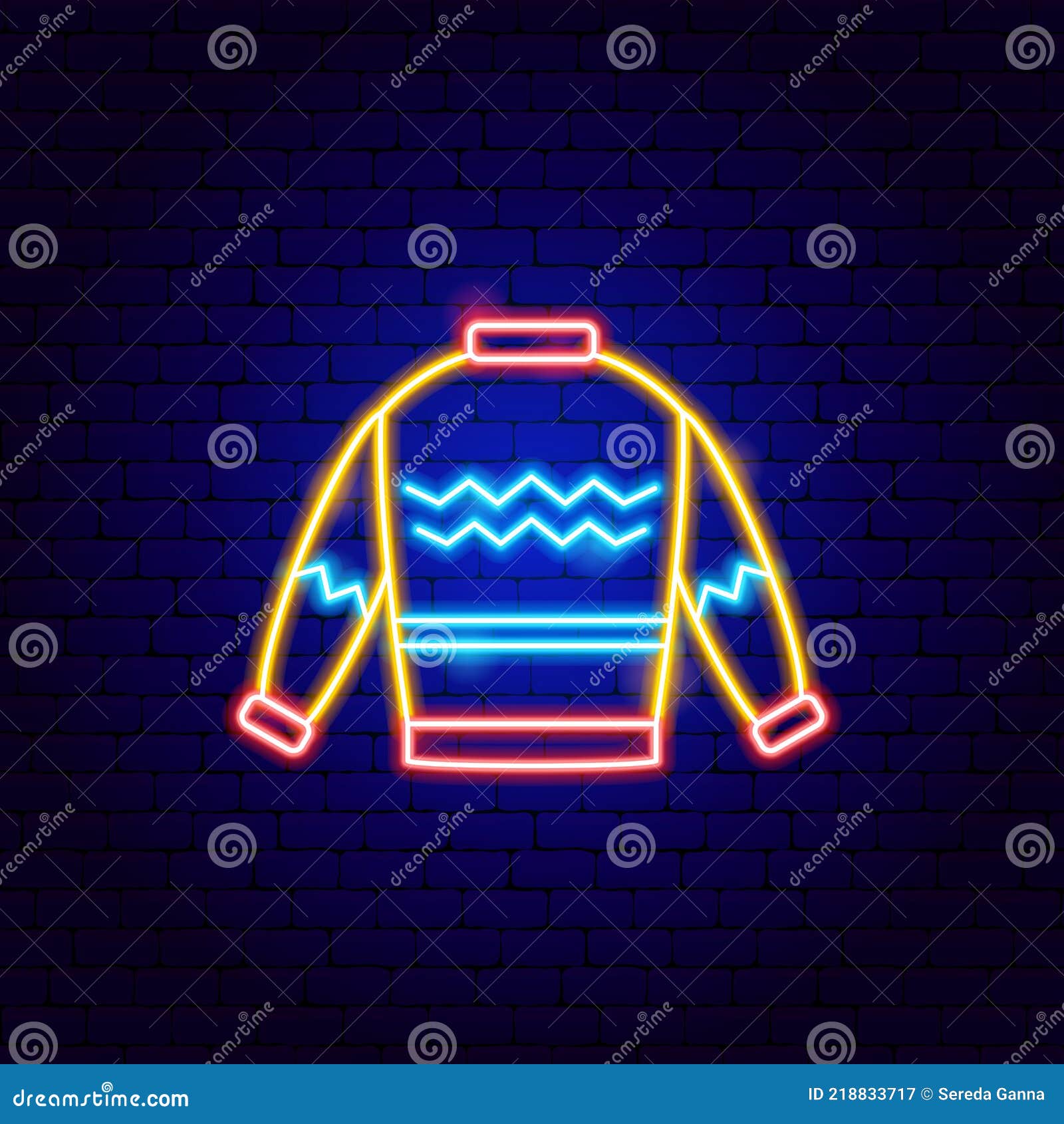 Sweater Neon Sign stock vector. Illustration of xmas - 218833717