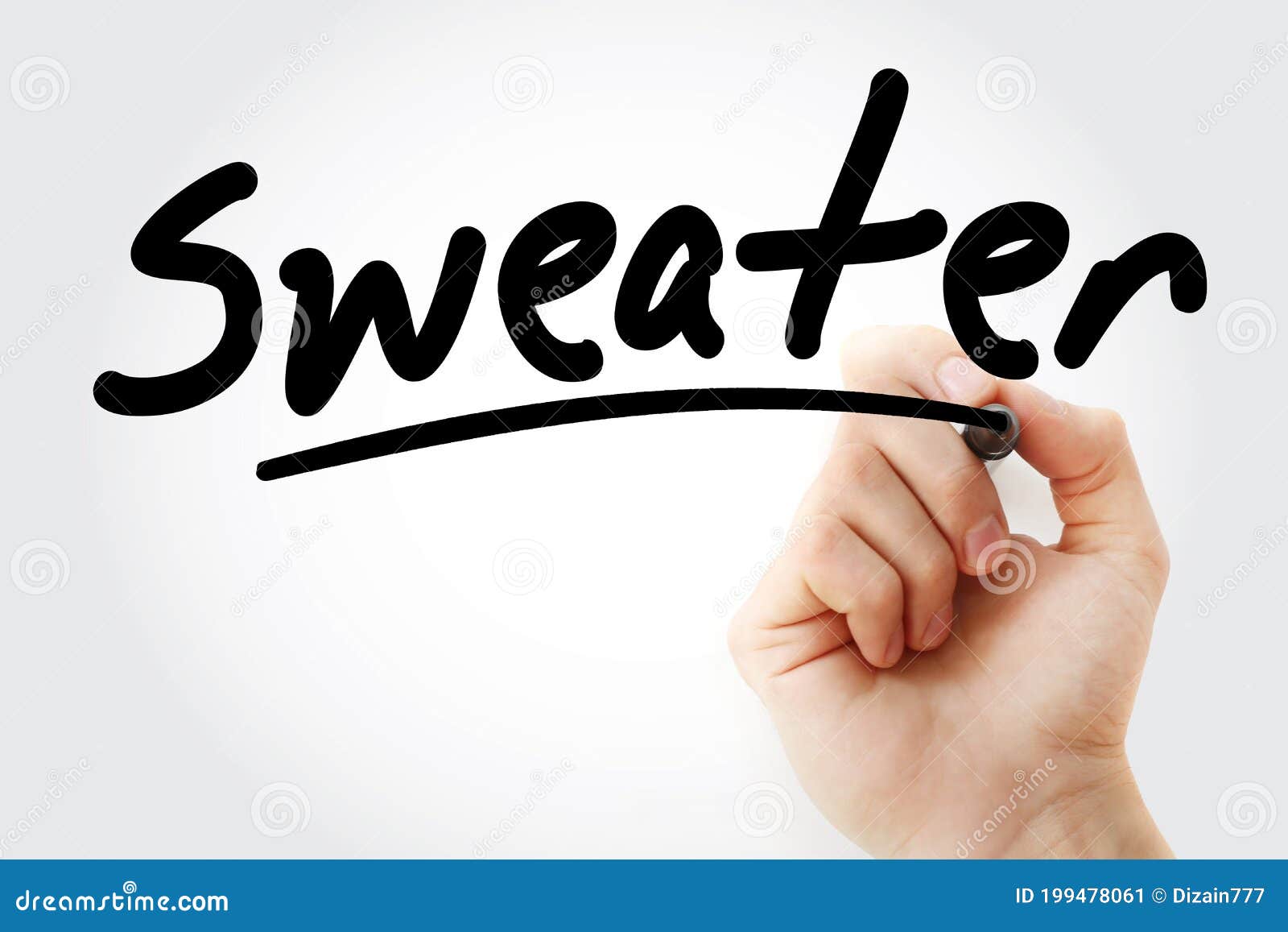 Sweater text with marker stock image. Image of hand - 199478061