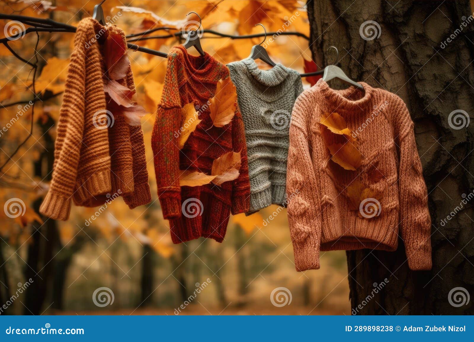 Sweaters on a Tree with Leaves on Them Stock Illustration ...