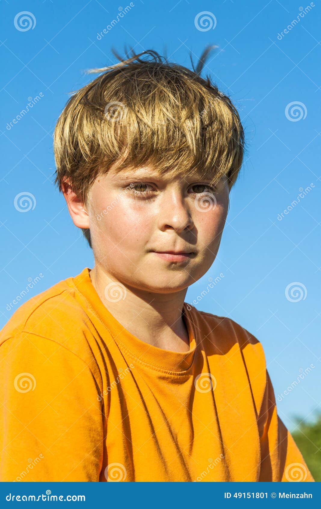 Sweating Boy after Sports Under Blue Sky Stock Image - Image of ...
