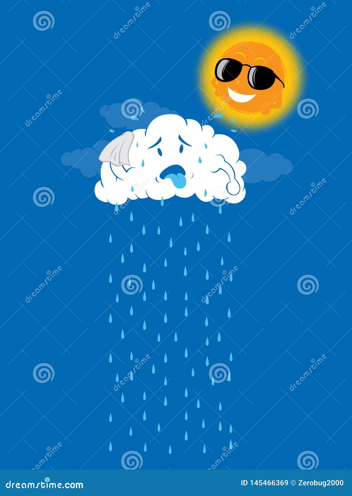 Sweating Sun Character Cartoon Vector | CartoonDealer.com #56032995