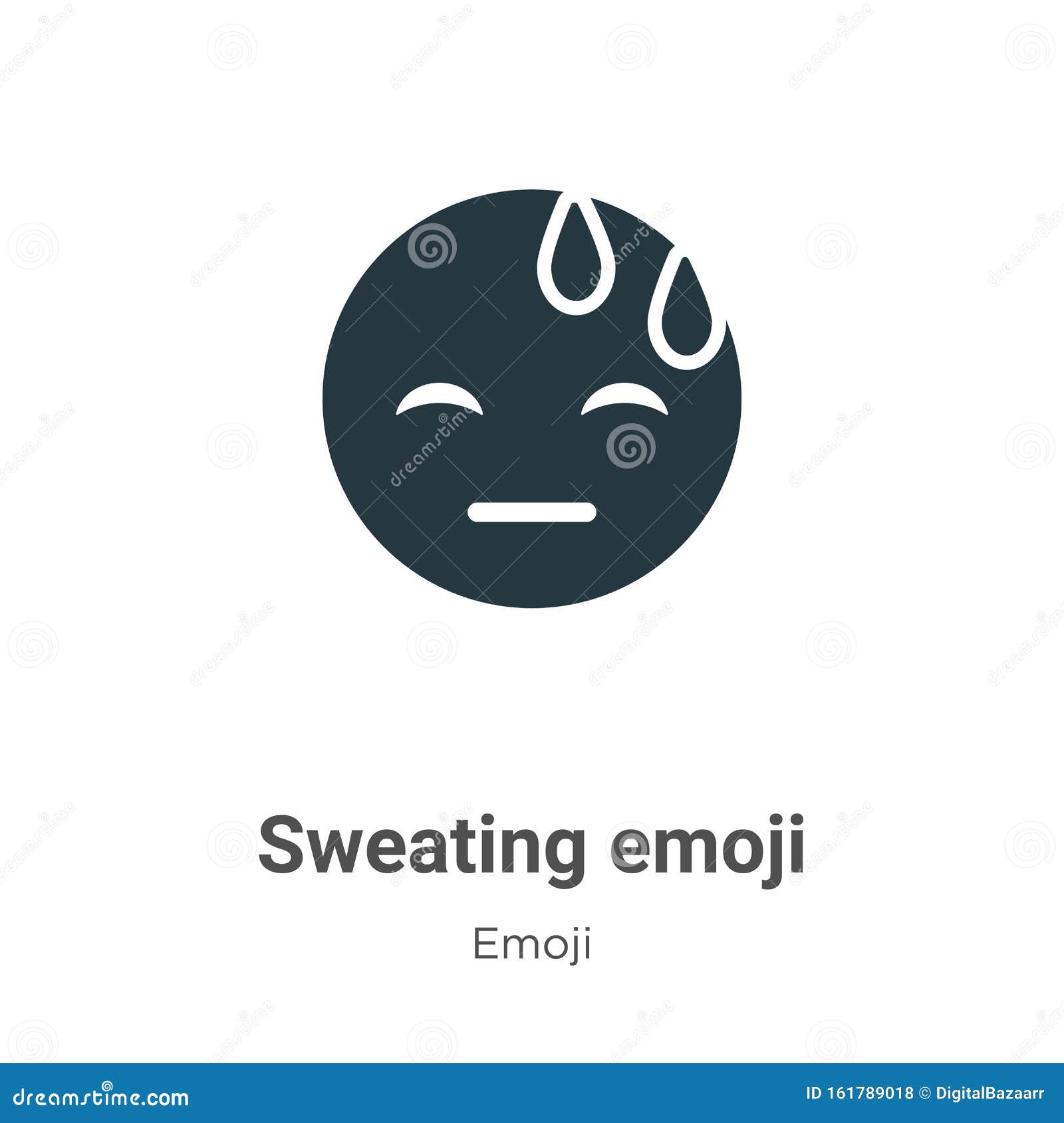 Sweating Emoji Vector Icon on White Background. Flat Vector Sweating ...