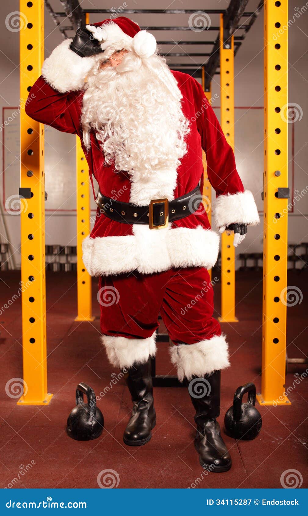 Sweating, Tired Santa Claus Stock Image - Image of kettlebell, physical ...