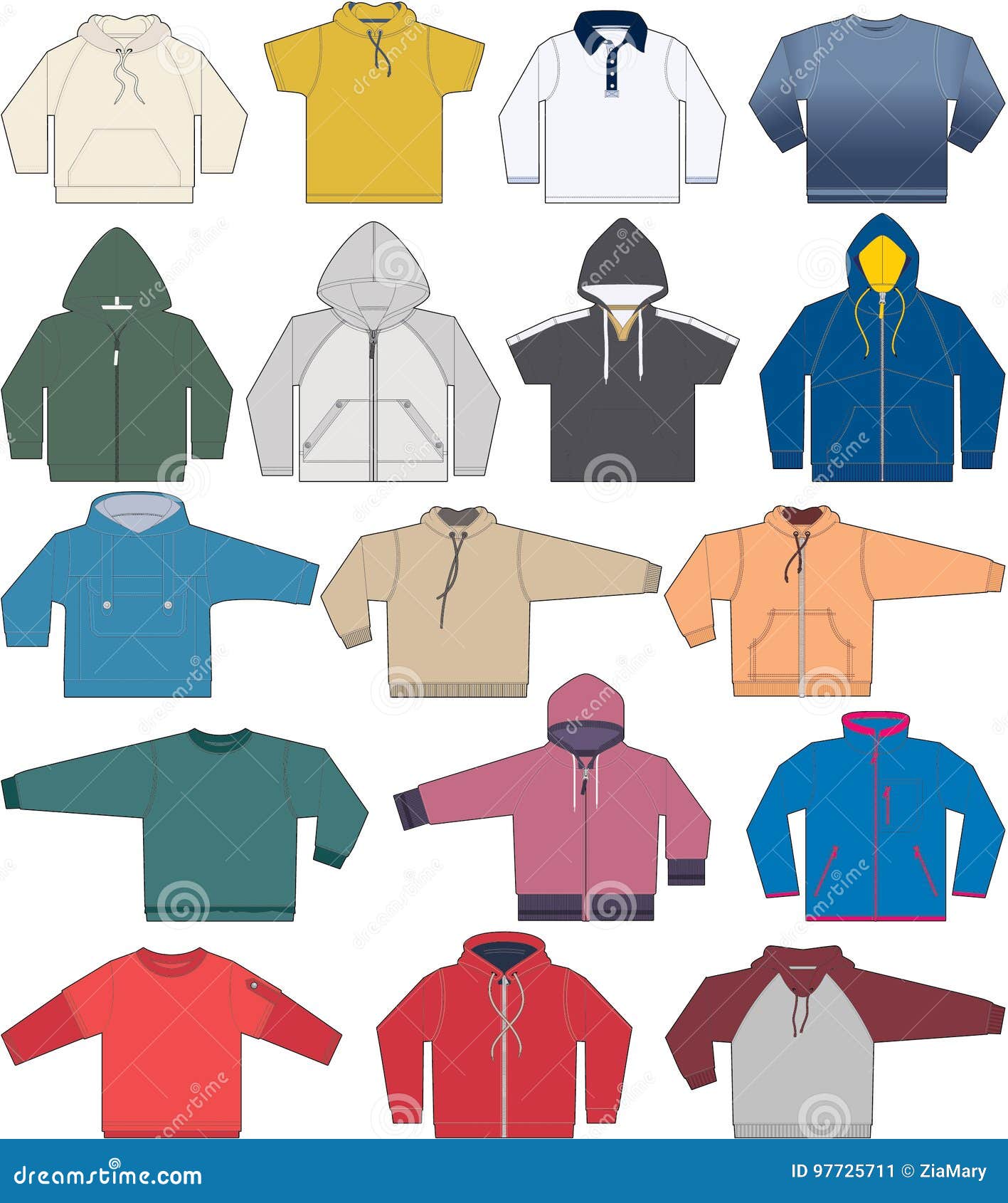 Sweatshirt, Hoodie and Fleece Templates Stock Vector - Illustration of ...