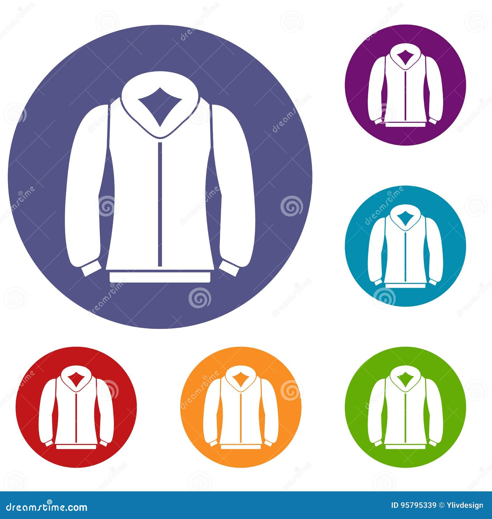 Sweatshirt icons set stock vector. Illustration of long - 95795339