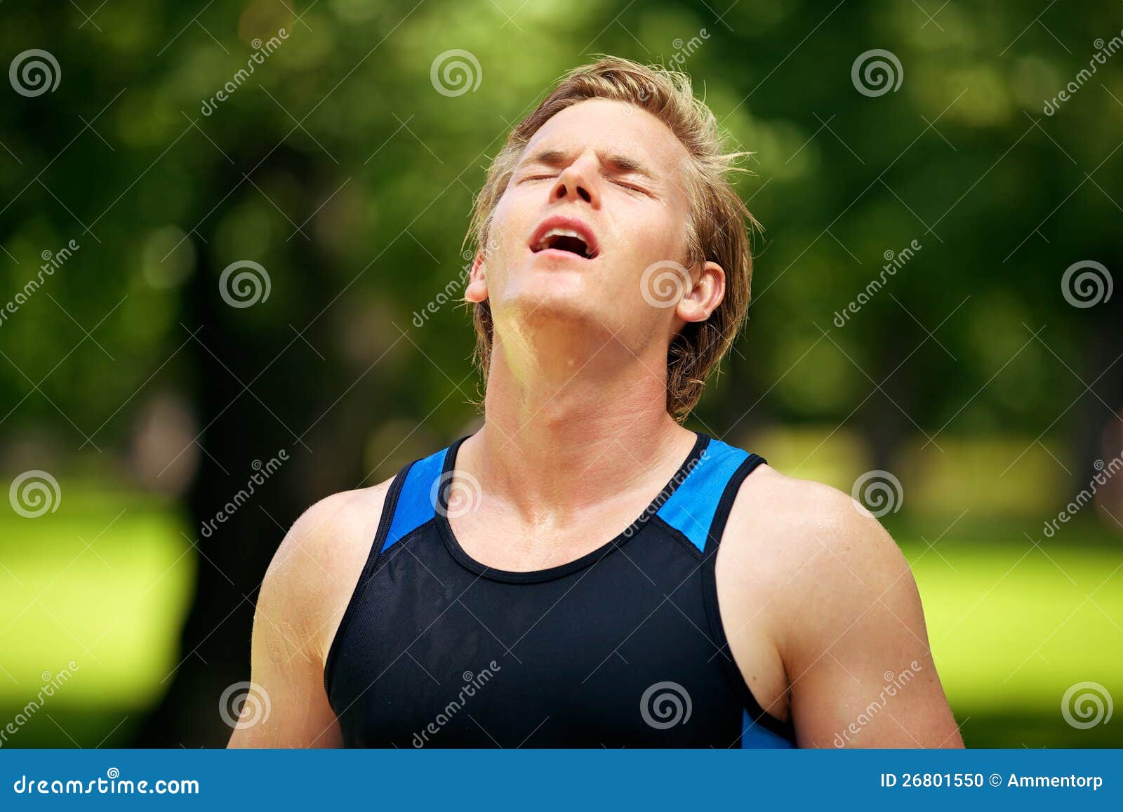 Sweaty Man Looking Exhausted Stock Photo - Image of tiring, trees: 26801550