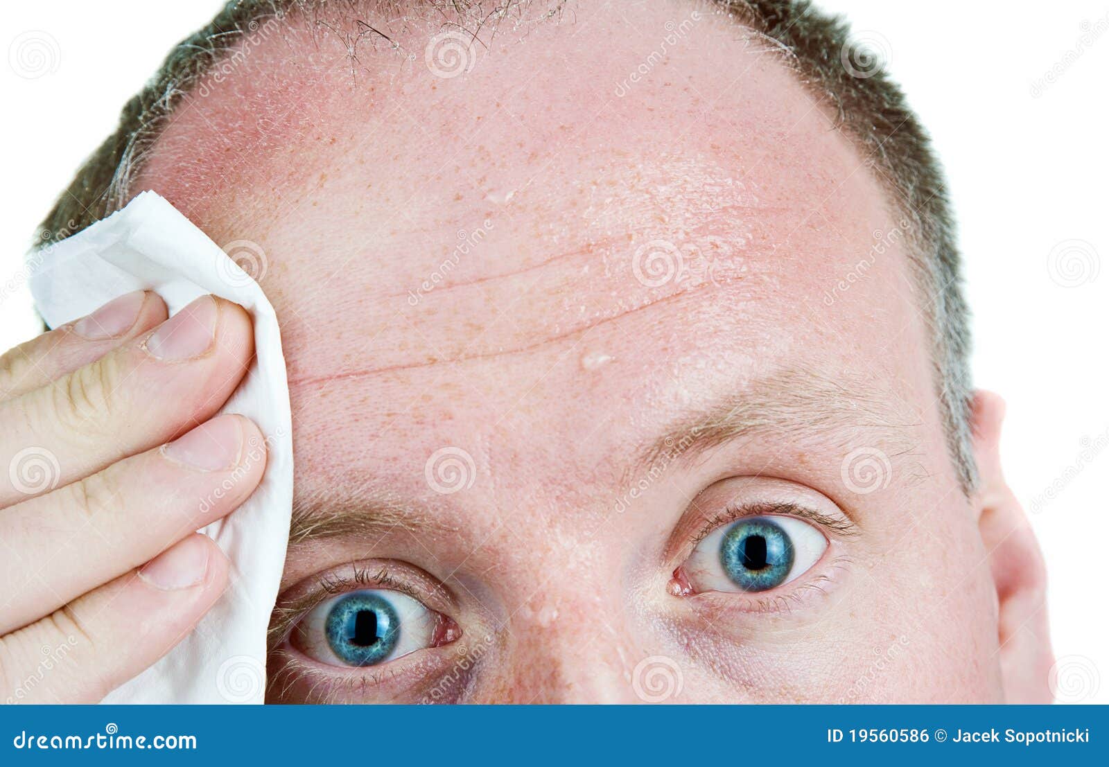 Sweaty man using tissue stock photo. Image of drop, effort - 19560586