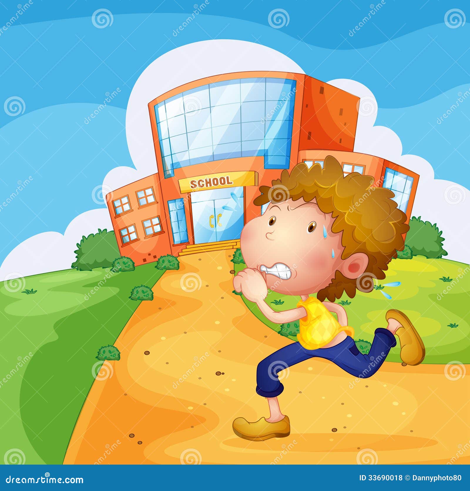 A sweaty young boy running stock vector. Illustration of person - 33690018