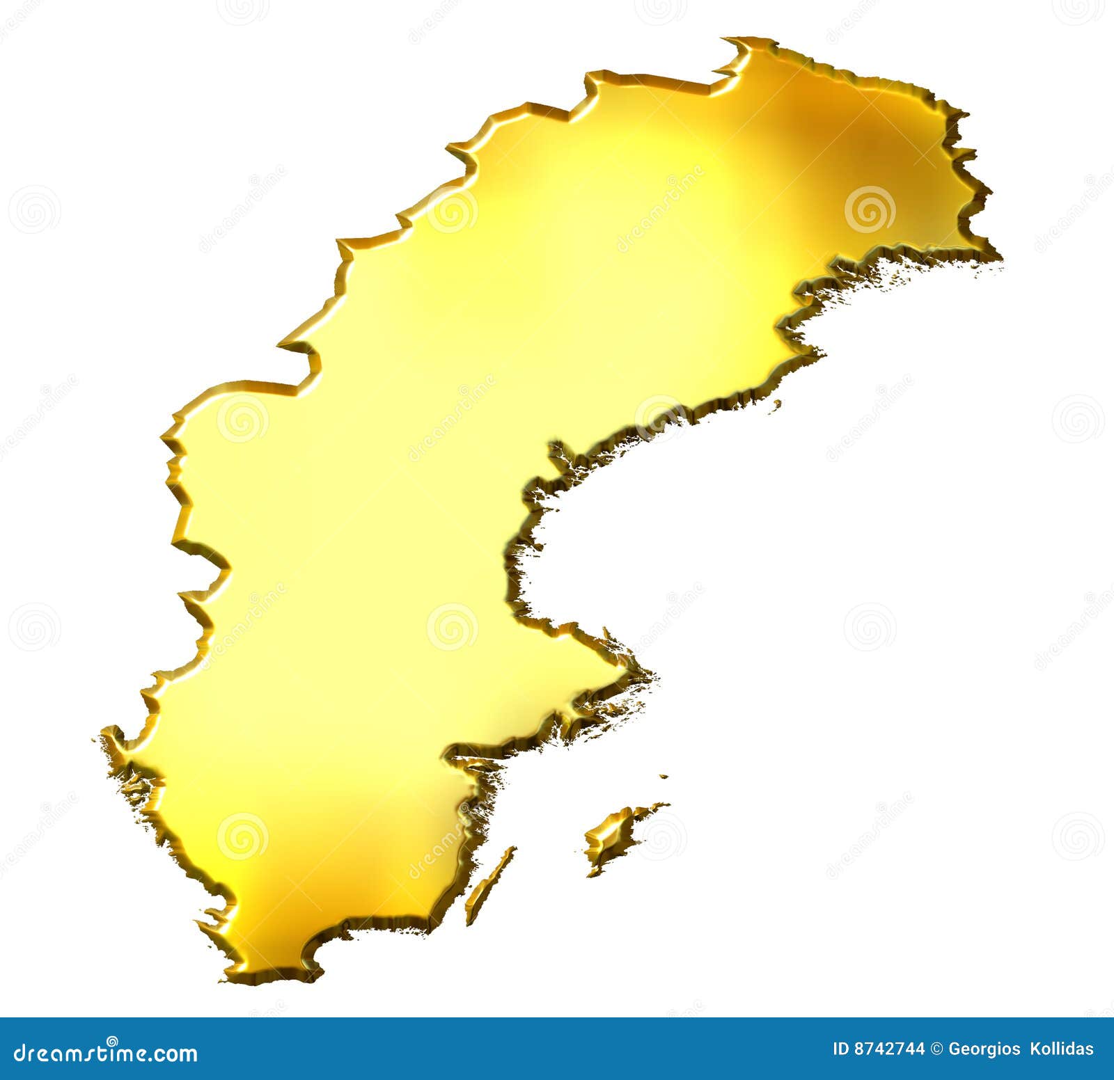 Sweden 3d Golden Map Stock Photo | CartoonDealer.com #8742744