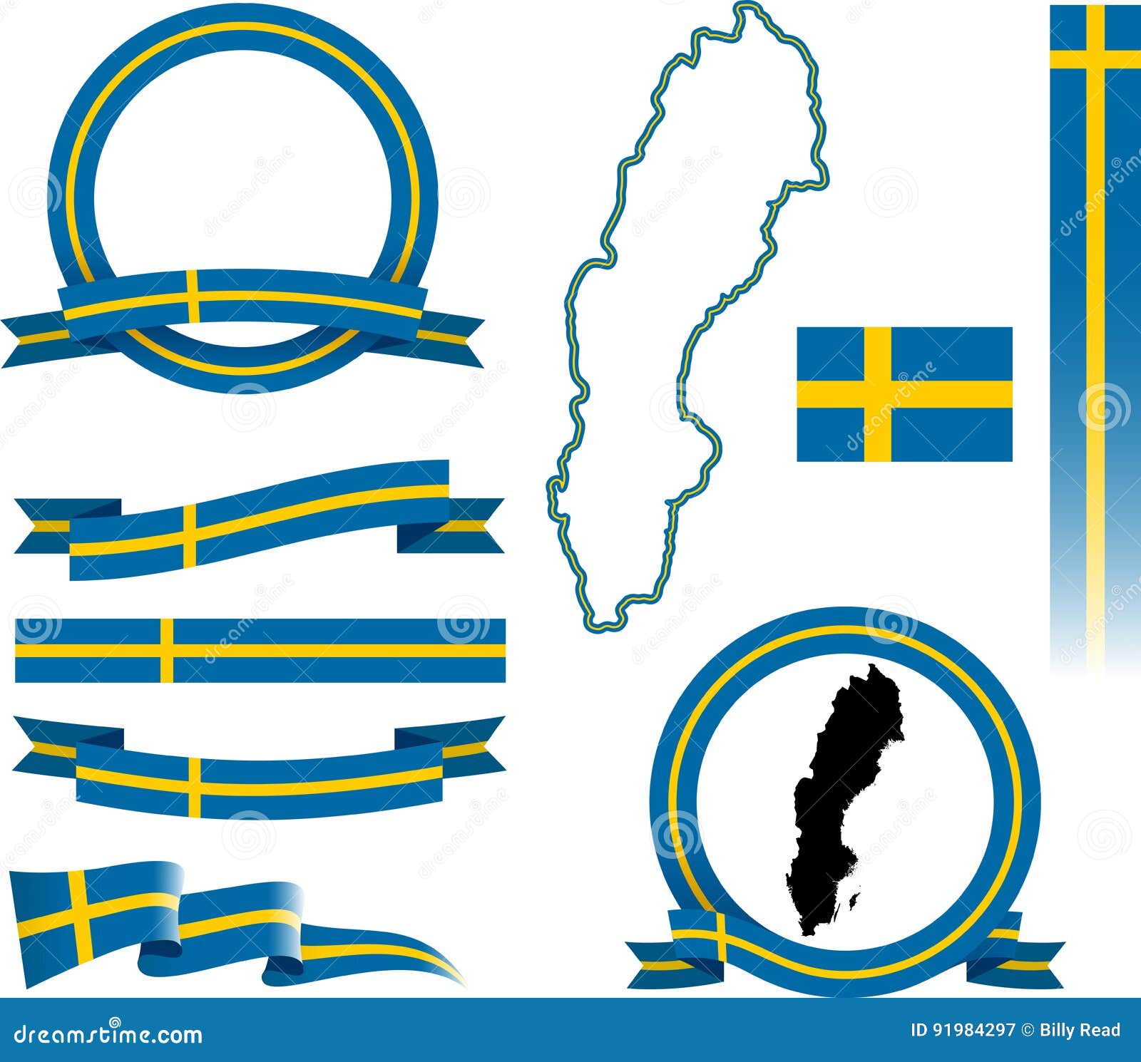 Sweden Banner Set. stock vector. Illustration of flags - 91984297