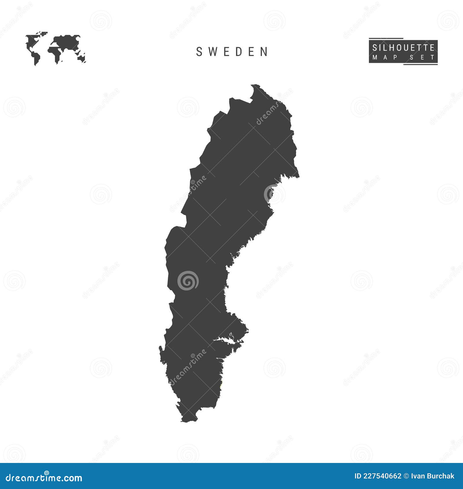 Sweden Vector Map Isolated on White Background. High-Detailed Black ...