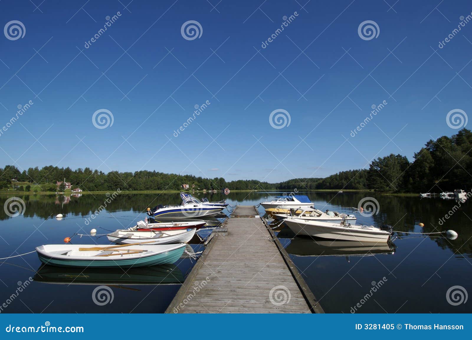 Sweden boat dock 4 stock image. Image of trees, docked - 3281405
