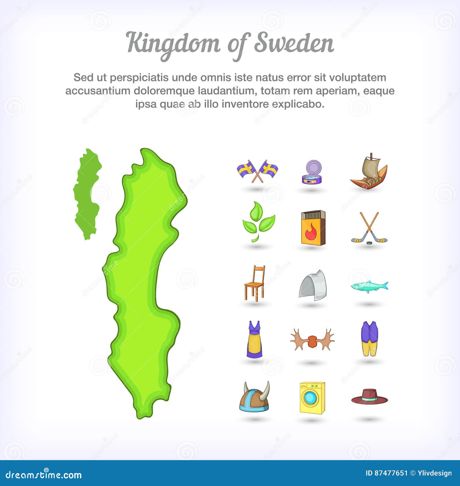 Sweden Concept Kingdom, Cartoon Style Stock Vector - Illustration of ...