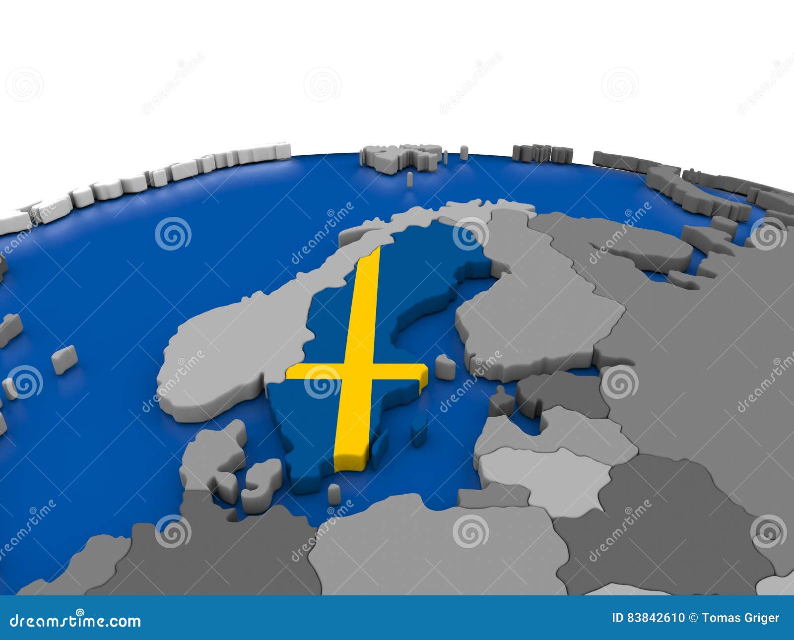 Sweden on 3D globe stock illustration. Illustration of region - 83842610