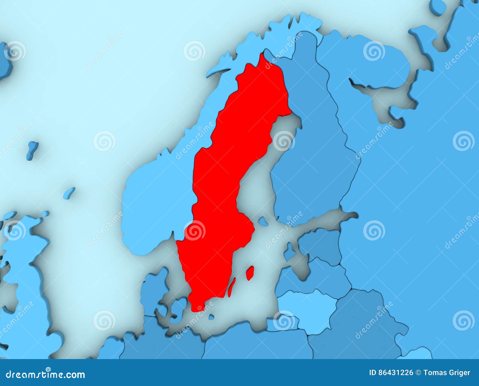 Sweden on 3D map stock illustration. Illustration of country - 86431226